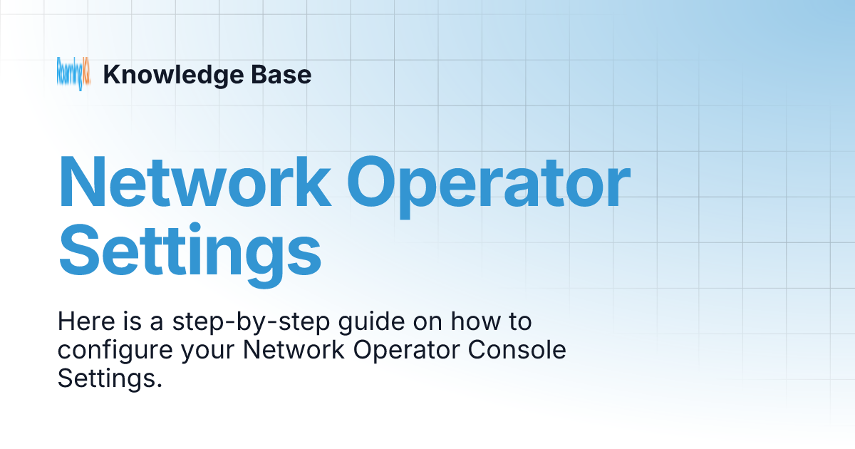 Network Operator Settings | Knowledge Base