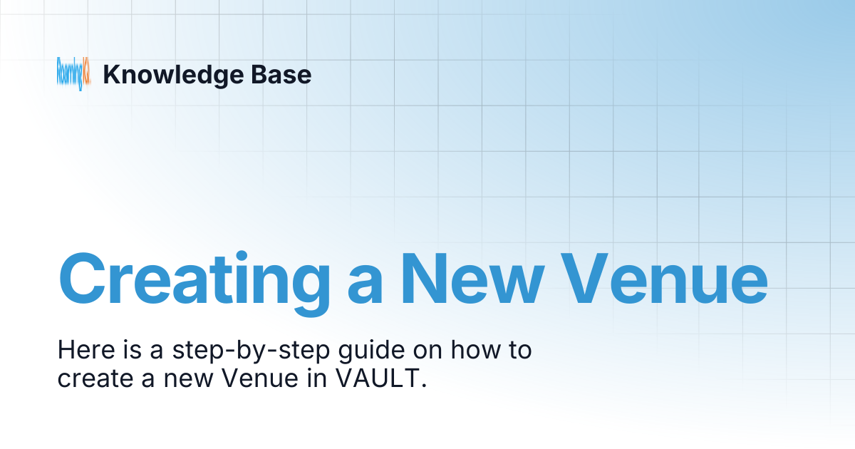 Creating a New Venue | Knowledge Base