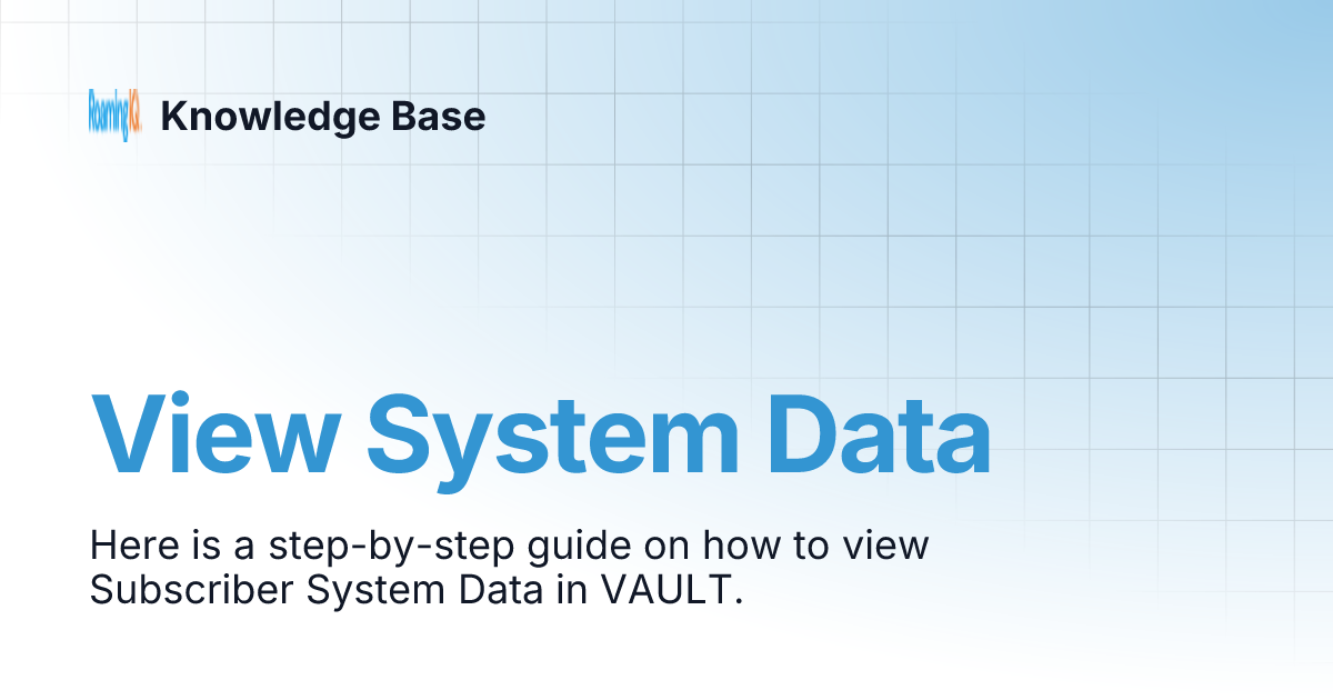 View System Data | Knowledge Base